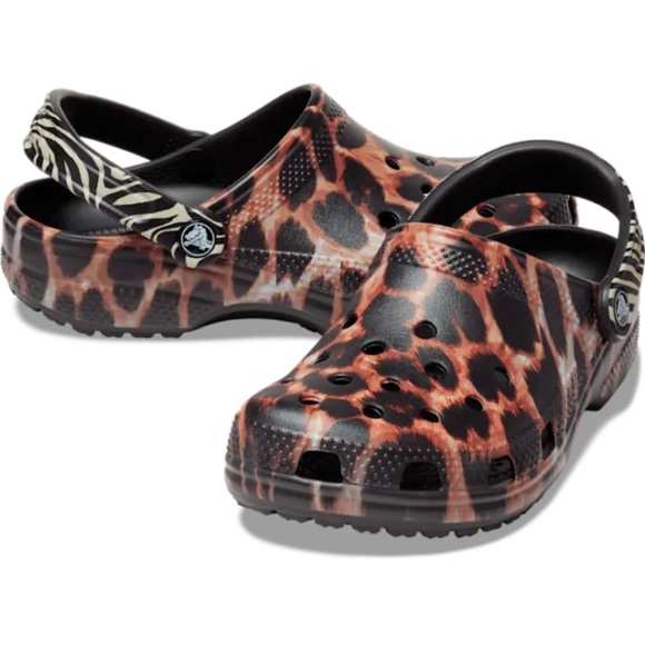 CROCS | Shoes | New Crocs Classic Animal Remix Clog Sandals Black Multi ...
